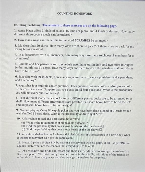 Solved i need help with counting in statistics, step by step | Chegg.com
