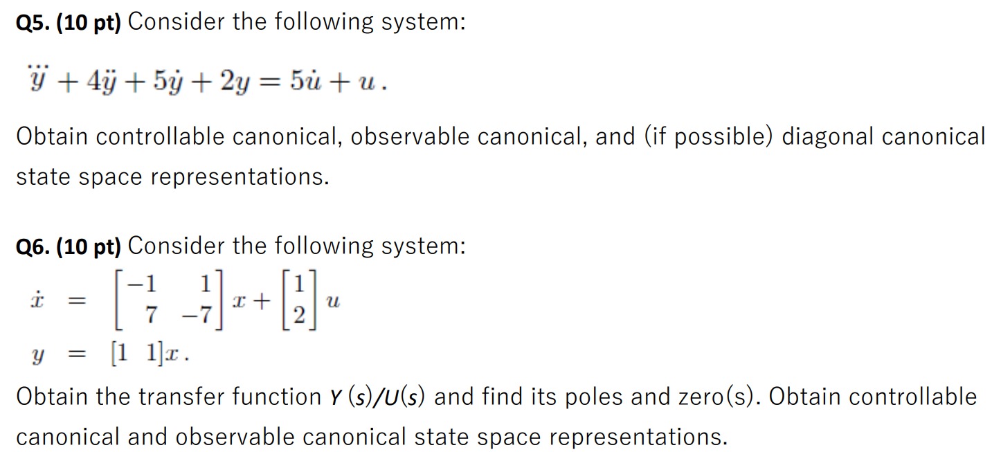 Solved Q5. (10 ﻿pt) ﻿Consider the following | Chegg.com