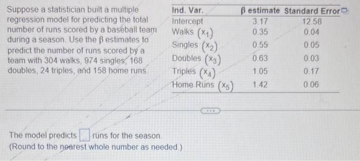 Solved Suppose a statistician built a multiple regression | Chegg.com