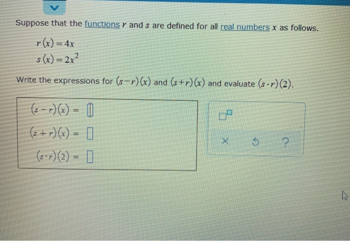 Solved Suppose that the functions r and s are defined for | Chegg.com