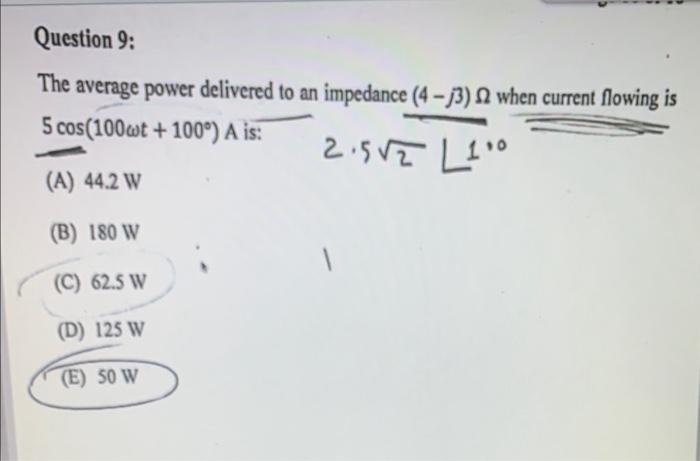 Solved The average power delivered to an impedance (4−j3)Ω | Chegg.com