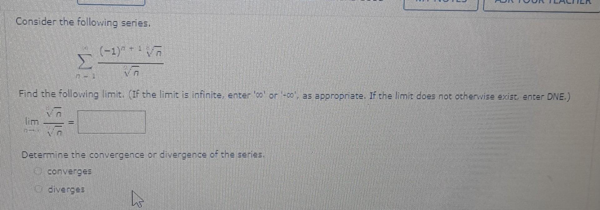 Solved Consider the following series. ∑n=1∞nn(−1)n+1+n Find | Chegg.com