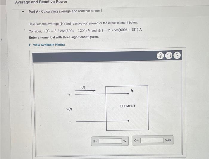 Solved Calculate the average (P) and reactive (Q) power for | Chegg.com