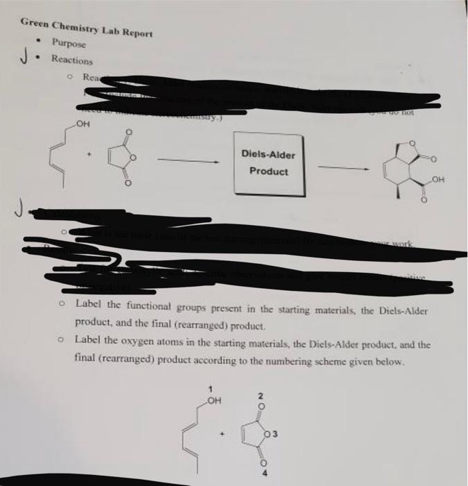 Solved Green Chemistry Lab Report - Purpose Diels-Alder | Chegg.com