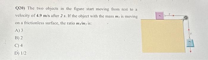 Solved Q20) The two objects in the figure start moving from | Chegg.com