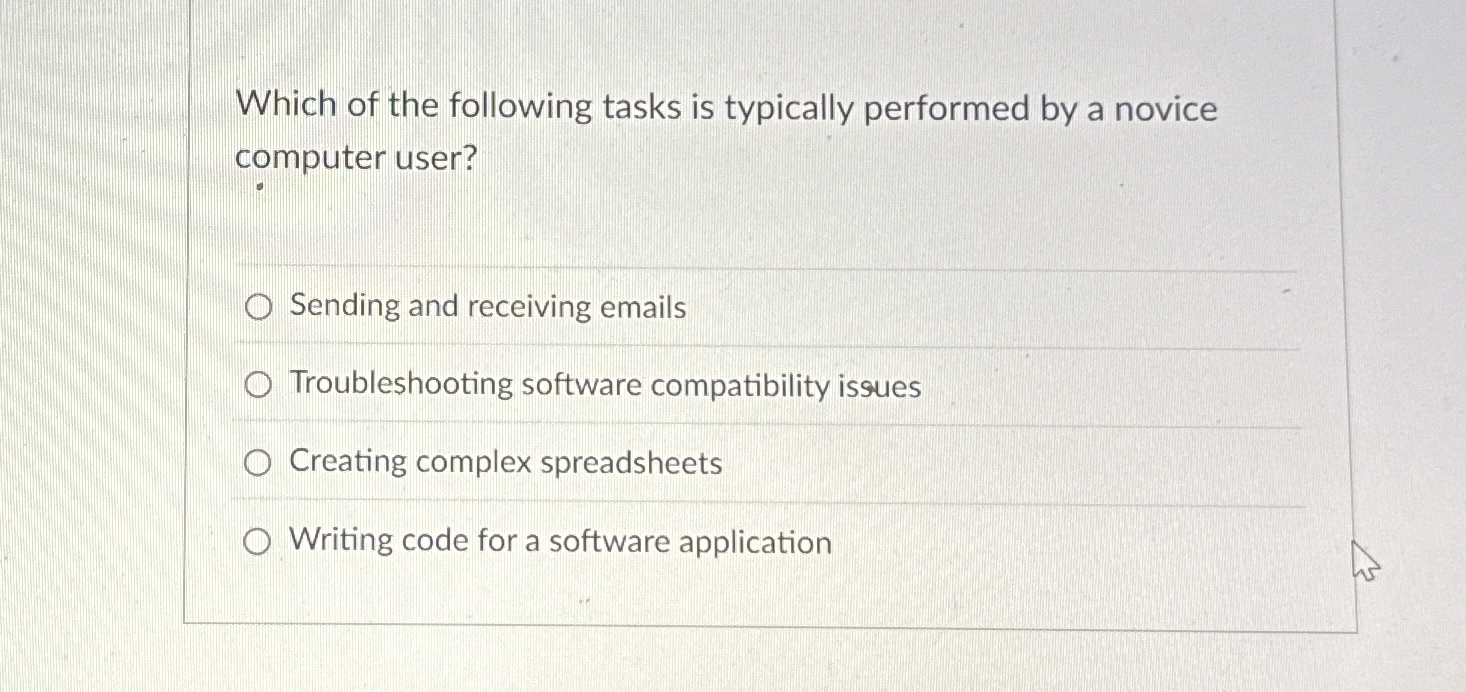 Solved Which of the following tasks is typically performed | Chegg.com
