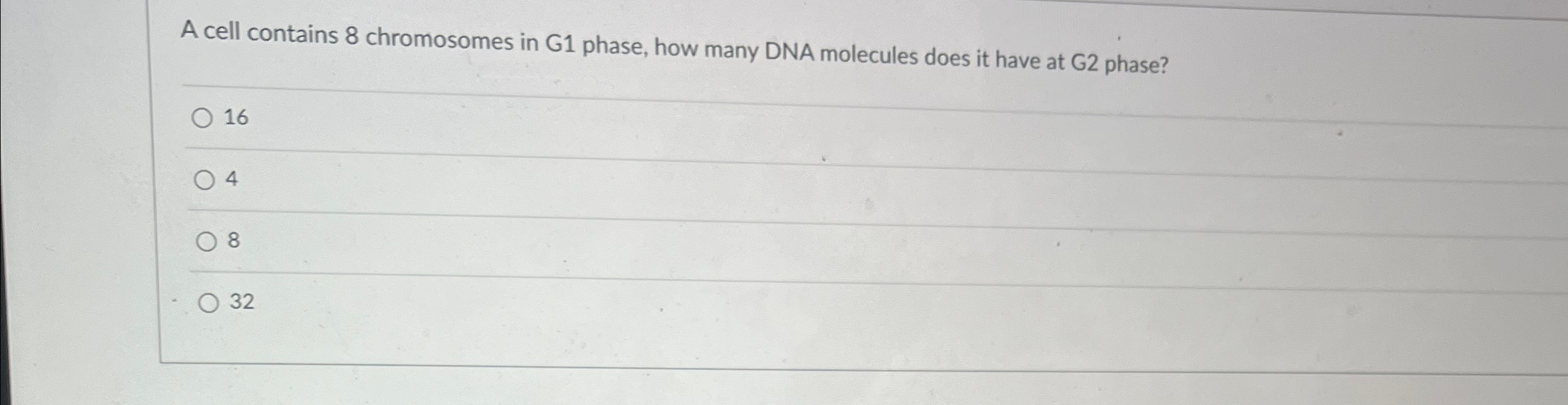 Solved A cell contains 8 ﻿chromosomes in G1 ﻿phase, how many | Chegg.com