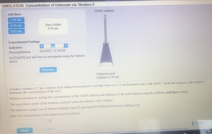 Solved SIMULATION Concentration of Unknown via Titration II | Chegg.com