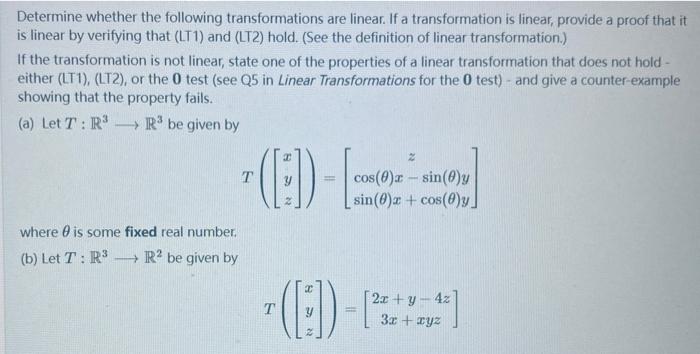 Solved Determine whether the following transformations are | Chegg.com