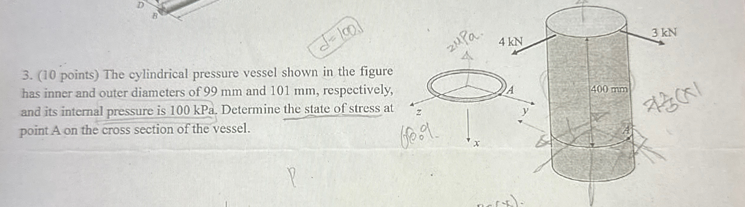 Solved (10 ﻿points) ﻿The cylindrical pressure vessel shown | Chegg.com