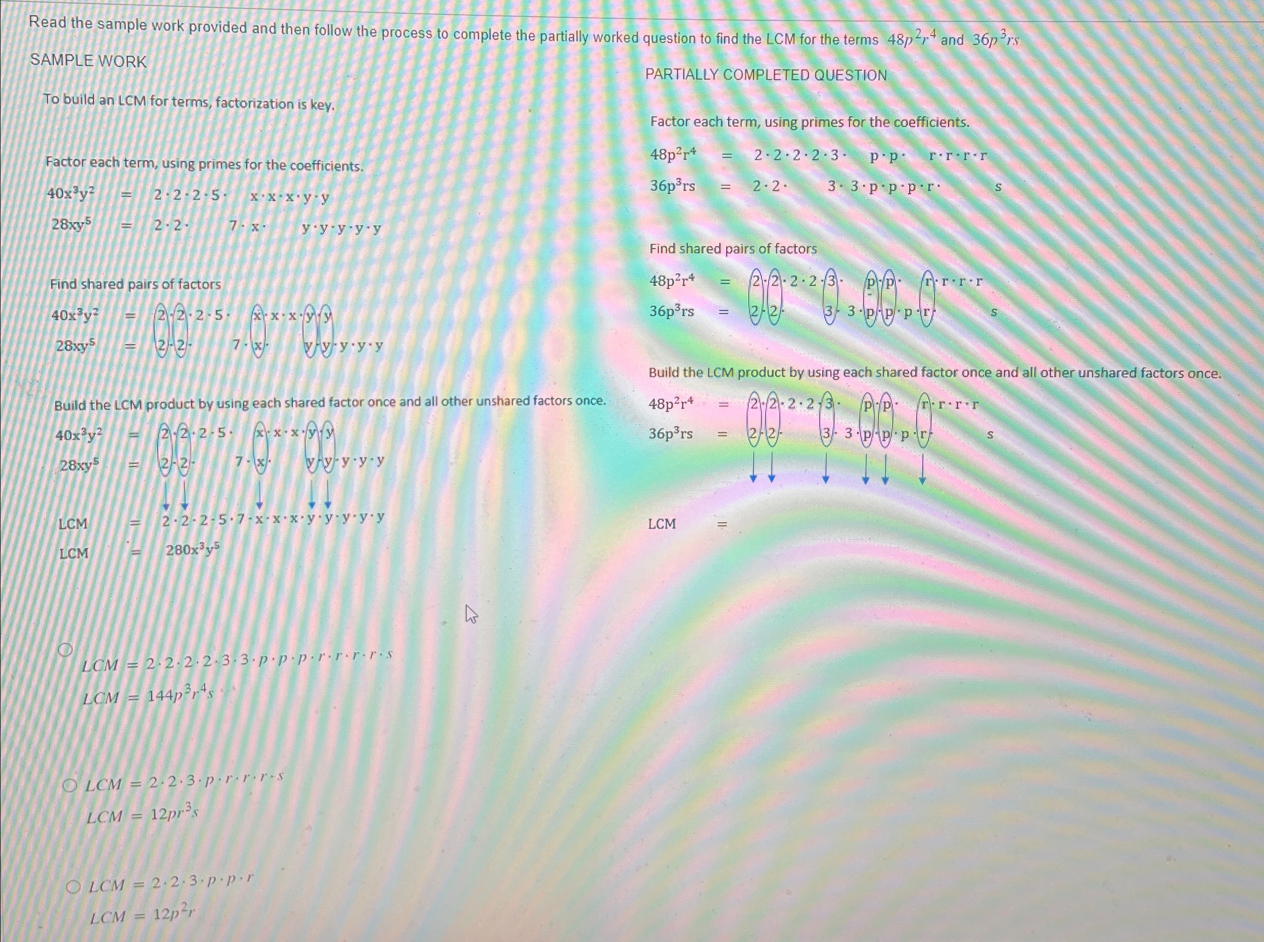 Solved Read the sample work provided and then follow the | Chegg.com
