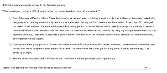 Solved 3. During the Interview During an interview, your | Chegg.com