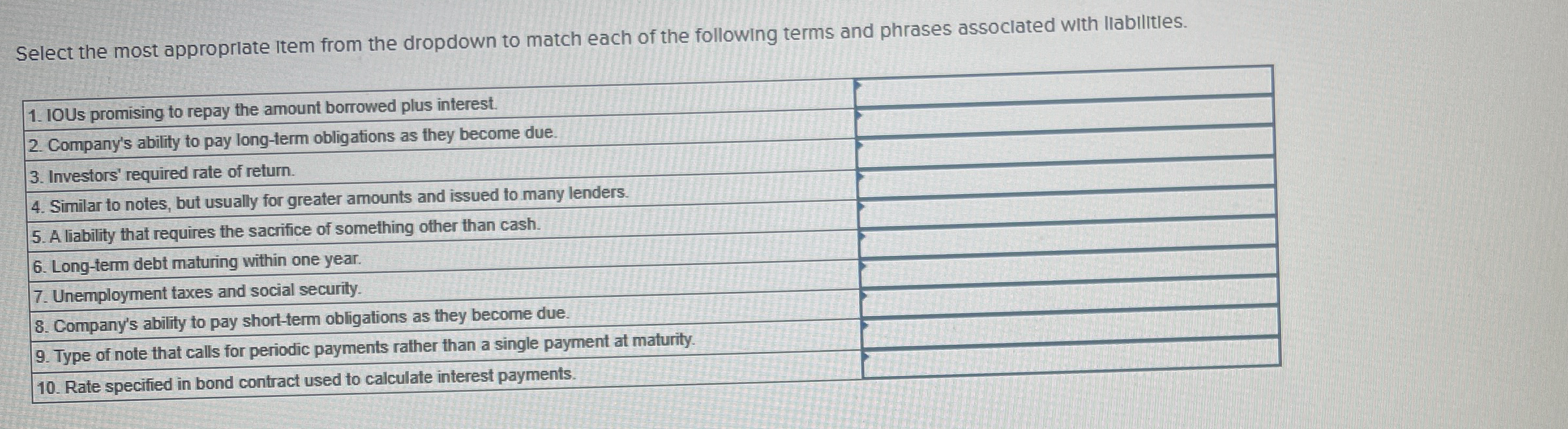 High Quality SOLUTION Select the most appropriate item from the dropdown to | Chegg.com