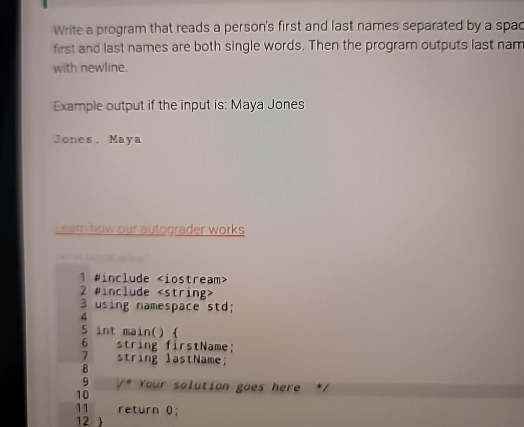 Solved Write a program that reads a person's first and last | Chegg.com