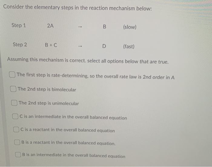 Solved Consider the elementary steps in the reaction | Chegg.com