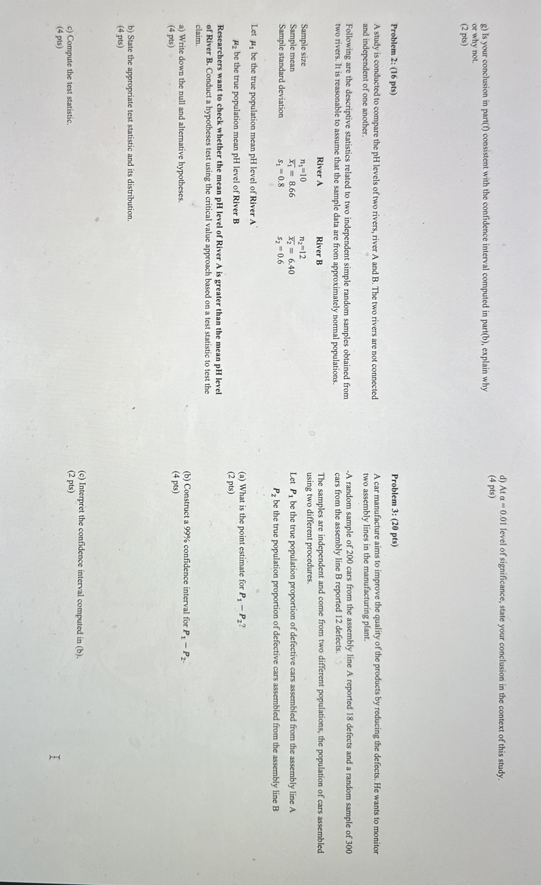 Solved Problem 2: (16 ﻿pts)A study is conducted to compare | Chegg.com