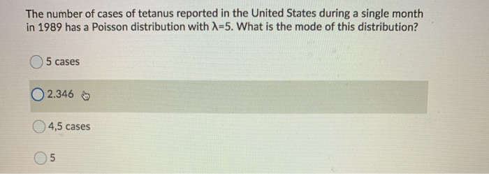 Solved The number of cases of tetanus reported in the United | Chegg.com