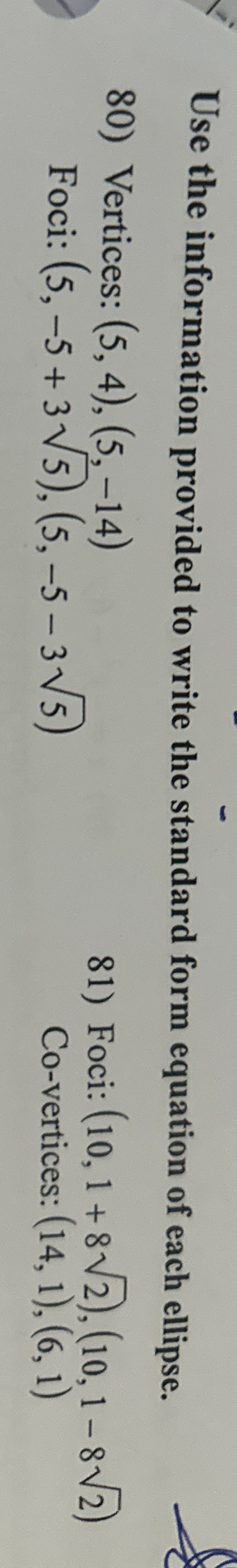 Solved Use the information provided to write the standard | Chegg.com