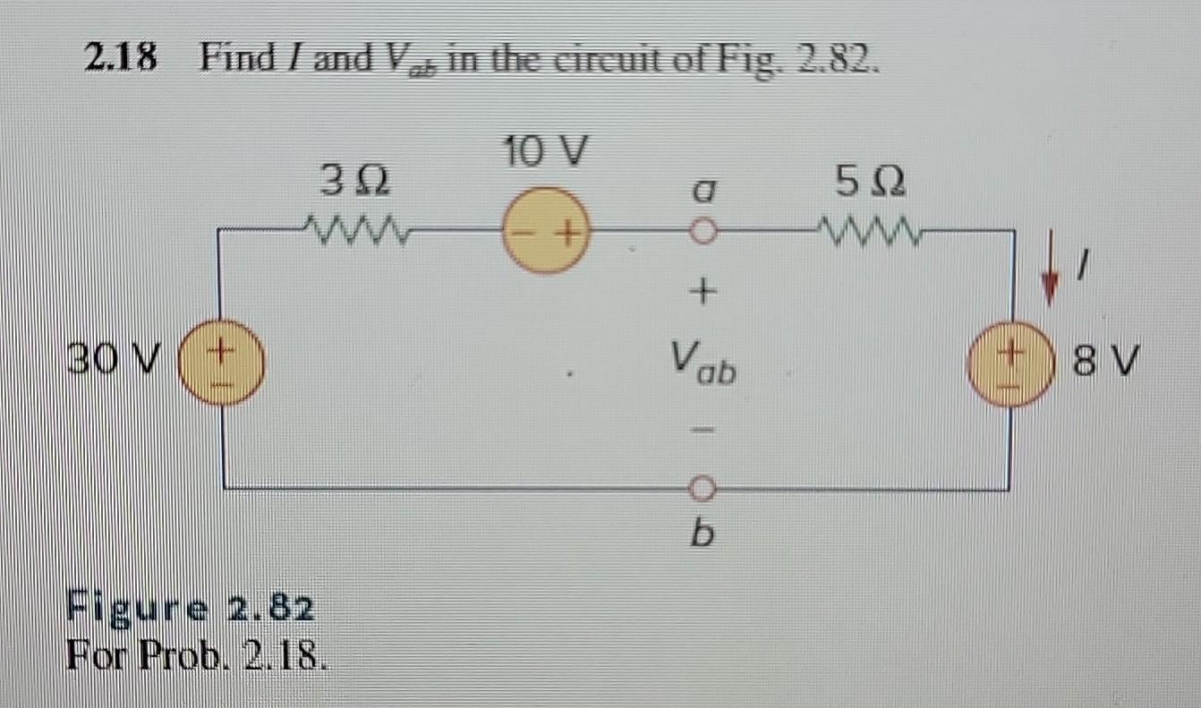 Solved 2.18 Find I and Vab in the circuit of Fig. 2.82. | Chegg.com