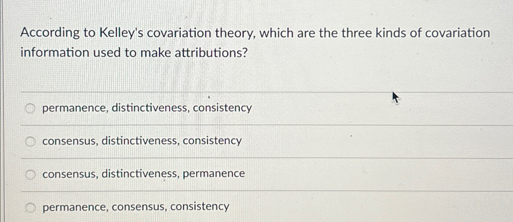 Solved According to Kelley's covariation theory, which are | Chegg.com