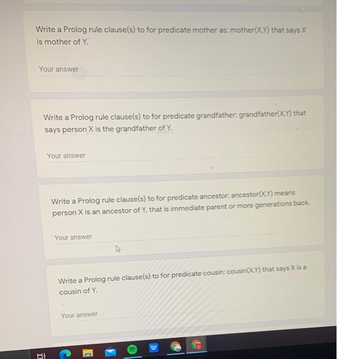 Solved You are given the following as part of a Prolog KB to | Chegg.com