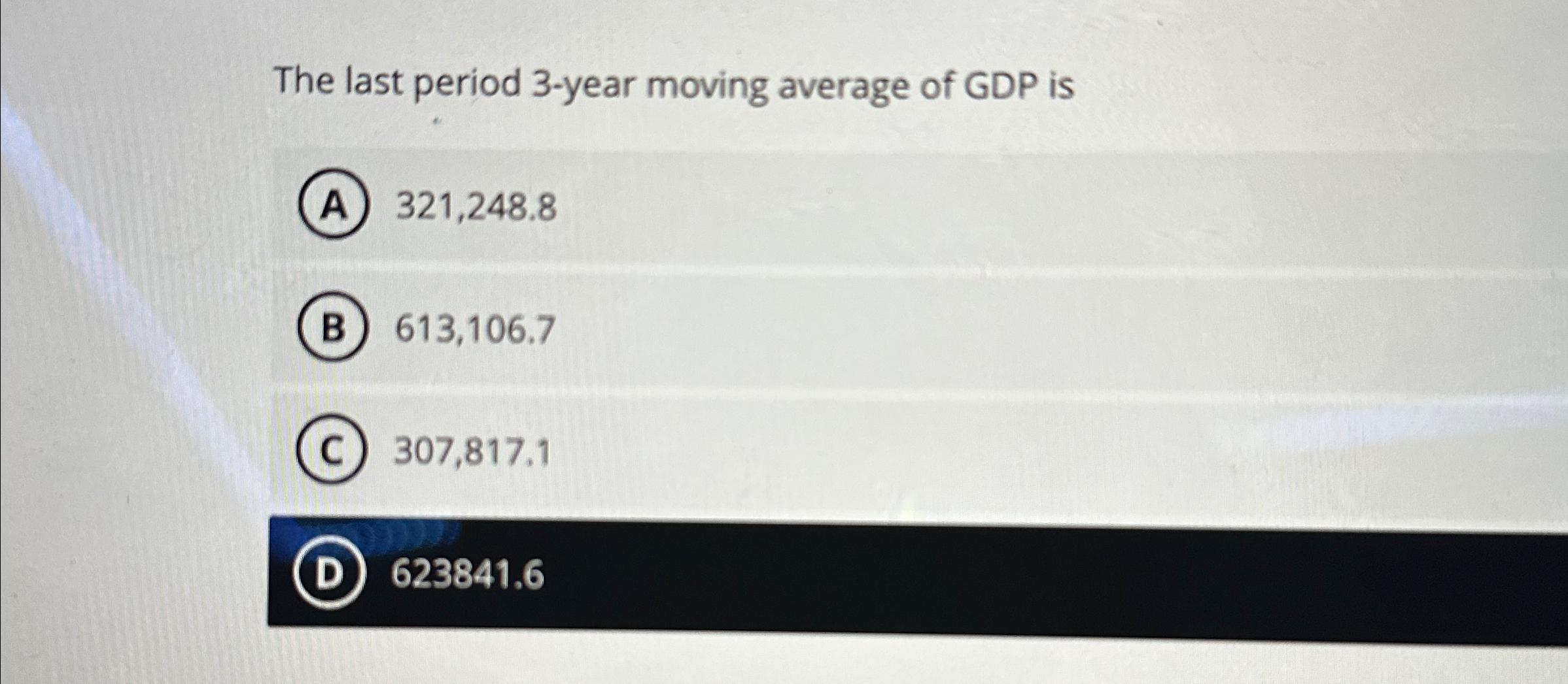 Solved The last period 3-year moving average of GDP | Chegg.com