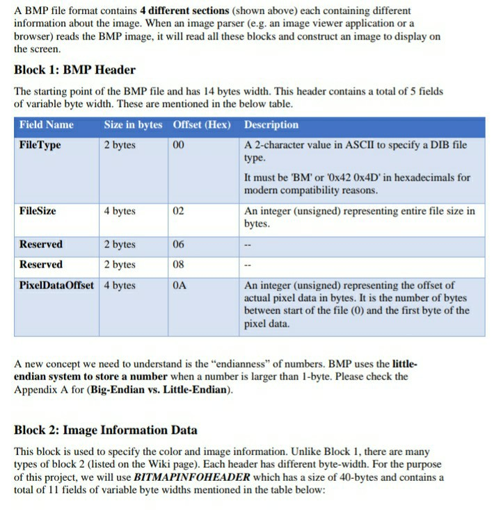 For this program, you will implement a BMP image | Chegg.com