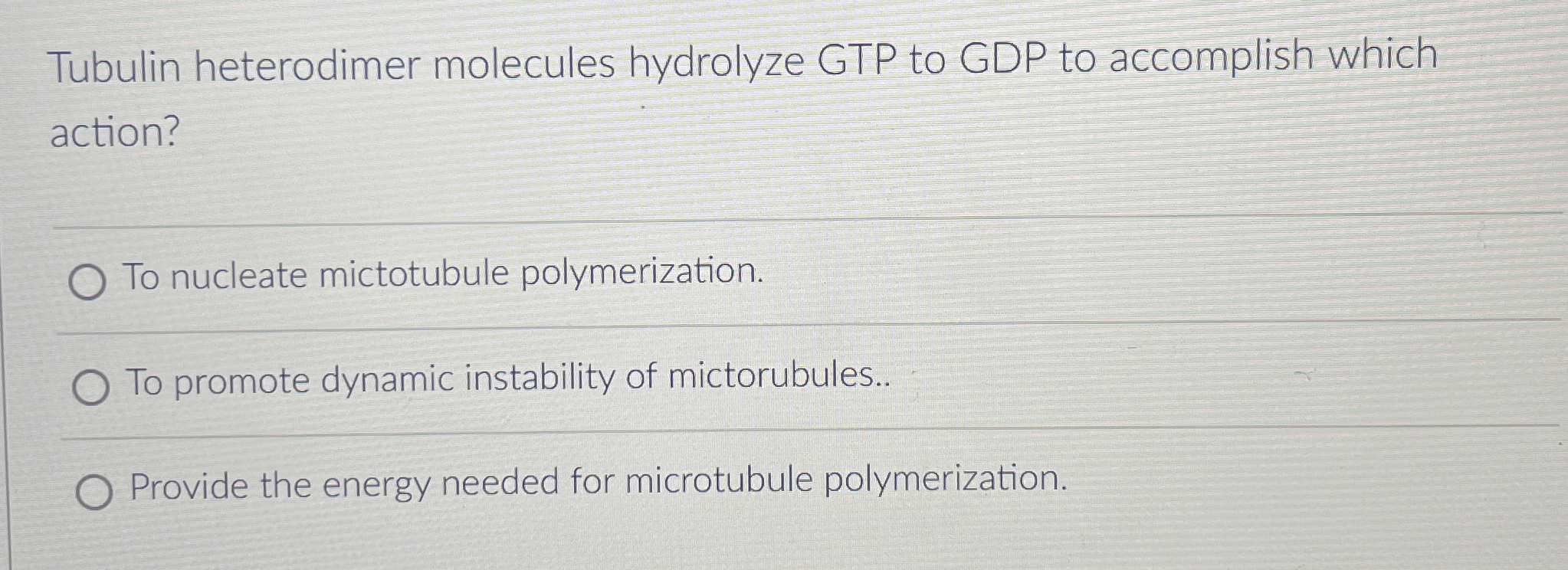 Solved Tubulin heterodimer molecules hydrolyze GTP to GDP to | Chegg.com