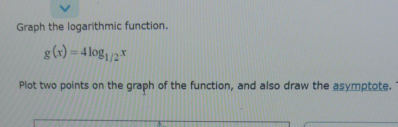 Solved Graph the logarithmic function. g(x)=4log1/2x Plot | Chegg.com