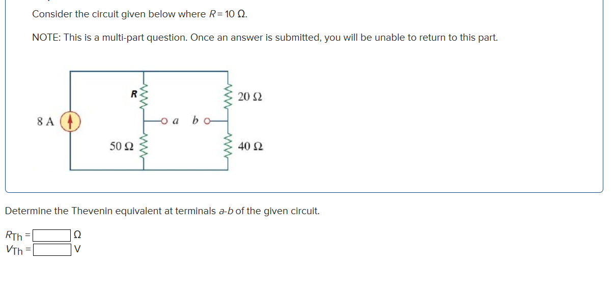 Solved Consider the circuit given below where R=10Ω.NOTE: | Chegg.com