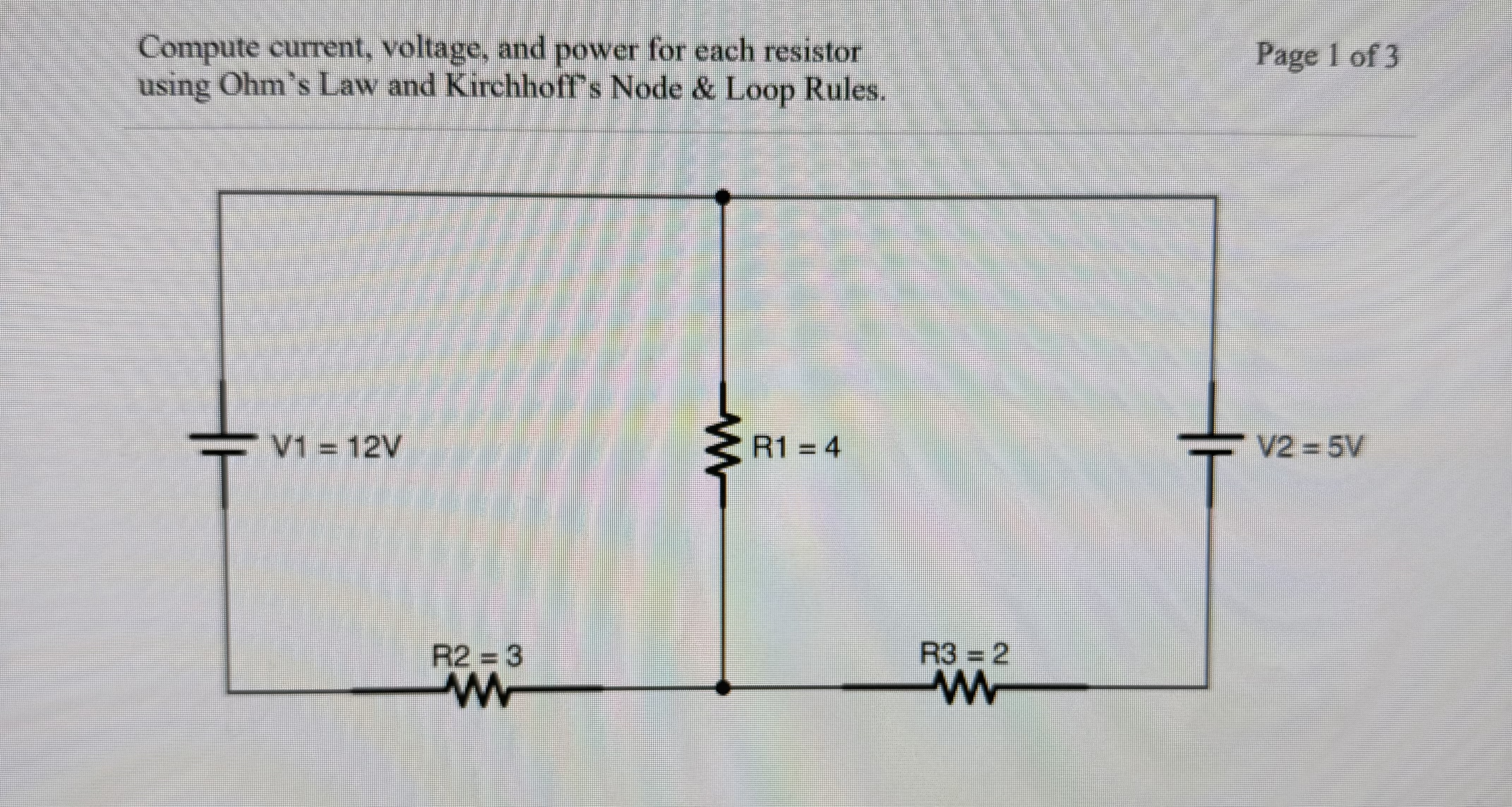 Compute current, voltage, and power for each resistor | Chegg.com