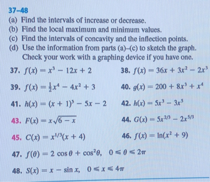 Solved 37-48 (a) Find the intervals of increase or decrease. | Chegg.com