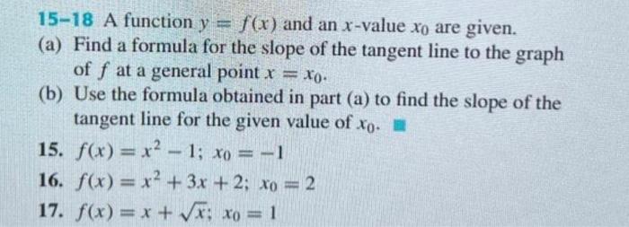 Solved 15-18 A function y=f(x) and an x-value x0 are given. | Chegg.com