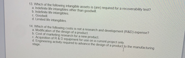 Solved 13. Which of the following intangible assets is (are) | Chegg.com