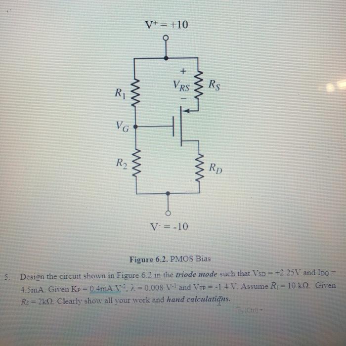 Solved design the PMOS circuit and get value for R1, R2, RD, | Chegg.com