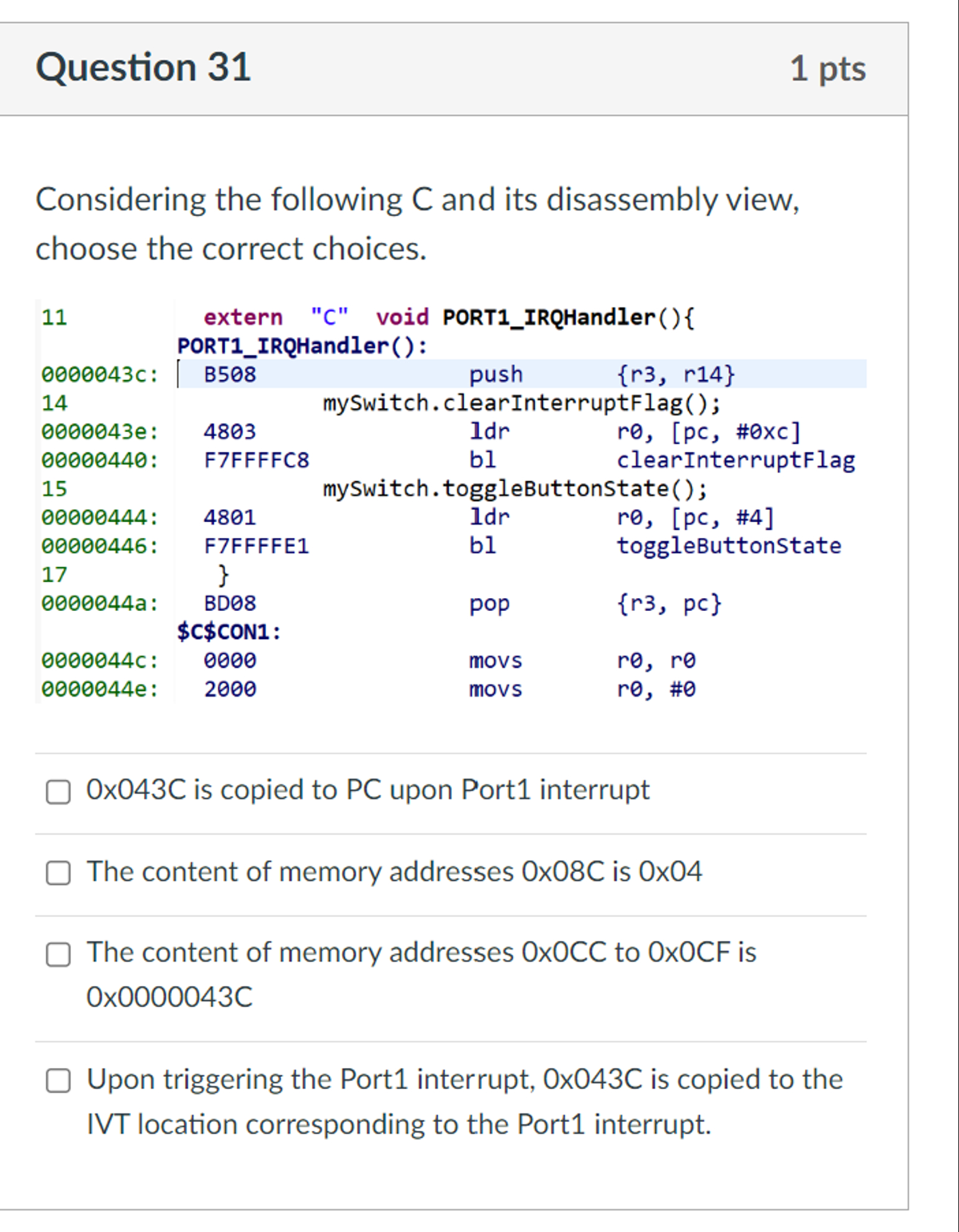 Solved Question 31Considering the following C ﻿and its | Chegg.com