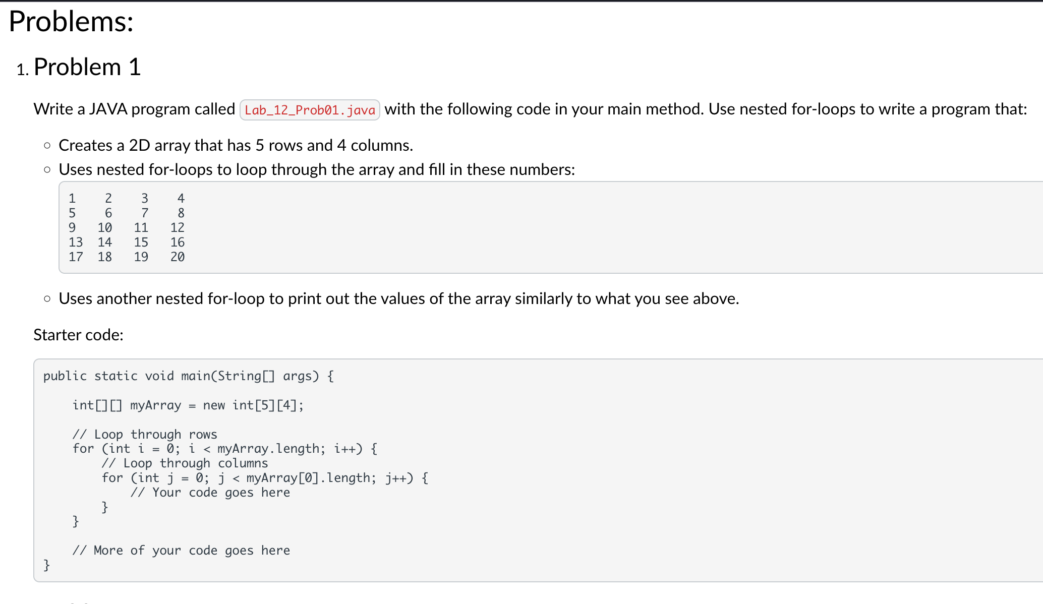Solved Problems: Problem 1 ﻿Write a JAVA program called | Chegg.com