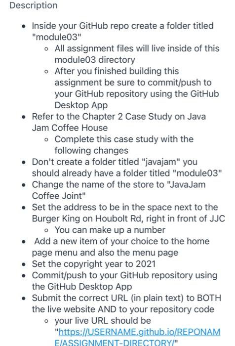 Solved Description • Inside your GitHub repo create a folder | Chegg.com