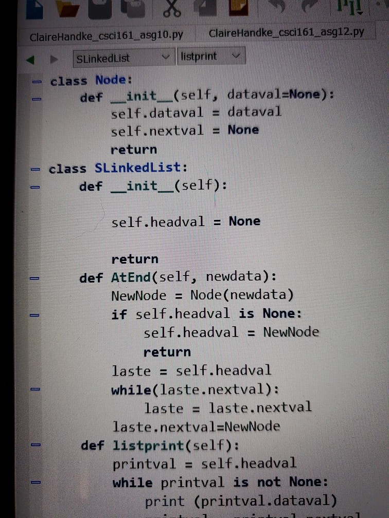 Solved ClaireHandke_csci161_asg10.py | Chegg.com