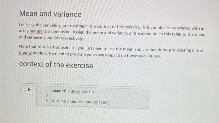 Solved Mean and variance Let's say the variable x, | Chegg.com