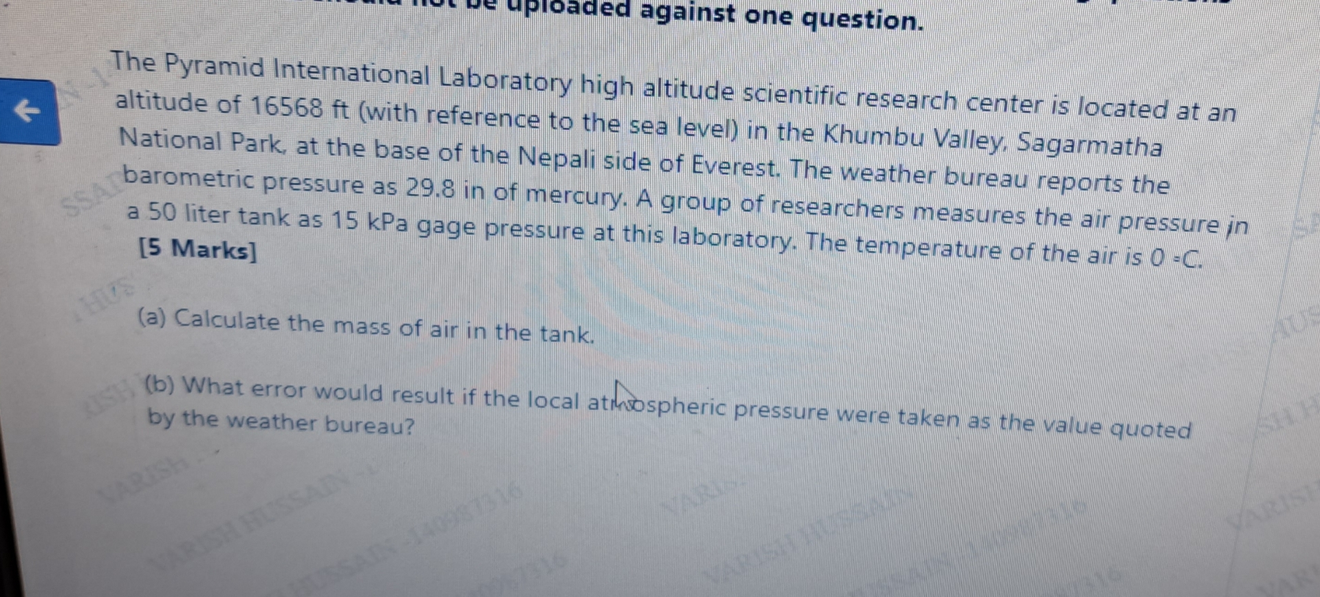Solved The Pyramid International Laboratory high altitude | Chegg.com