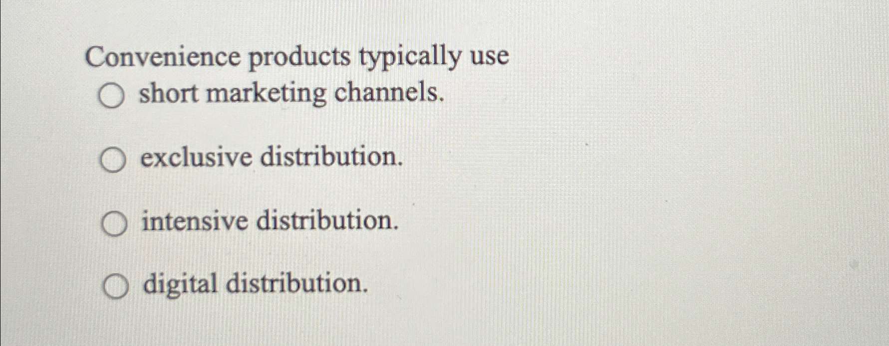 Solved Convenience products typically use short marketing | Chegg.com