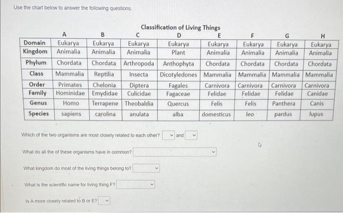 Solved Use the chart below to answer the following | Chegg.com