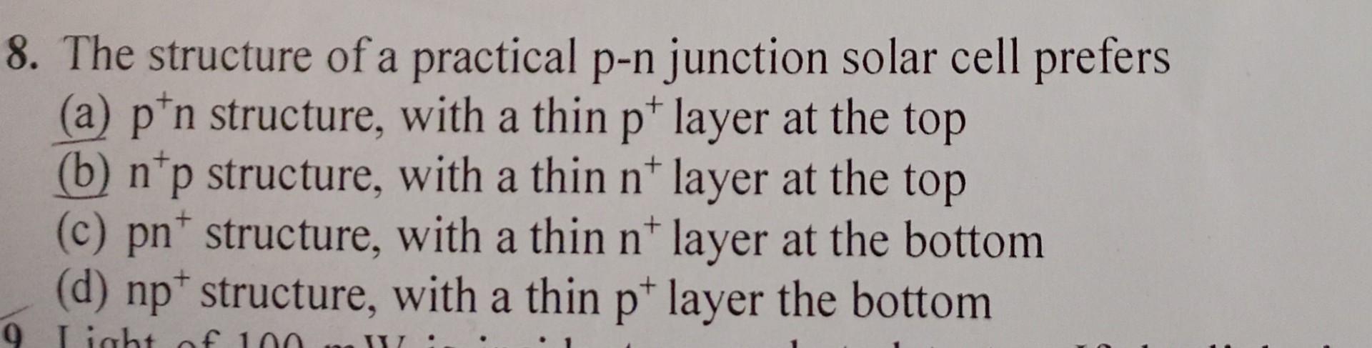 Solved 3. The structure of a practical p-n junction solar | Chegg.com