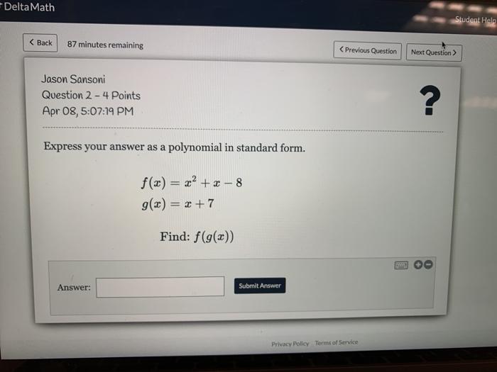 Solved Delta Math Student Help