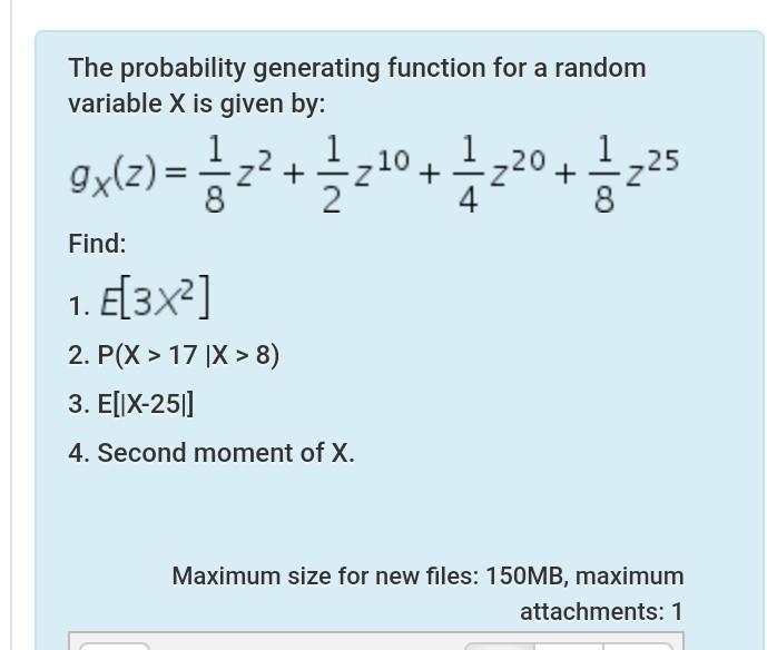 Solved Z + The probability generating function for a random | Chegg.com
