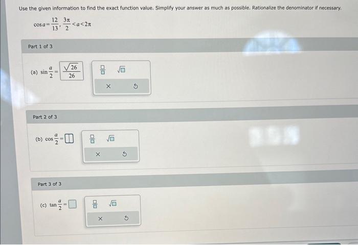 Solved Use the given information to find the exact function | Chegg.com