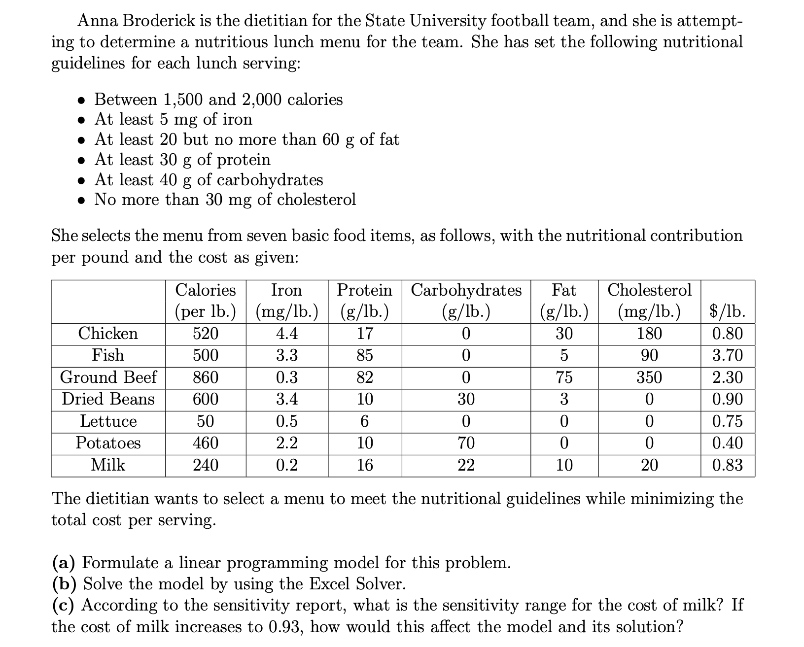 Solved Anna Broderick is the dietitian for the State | Chegg.com