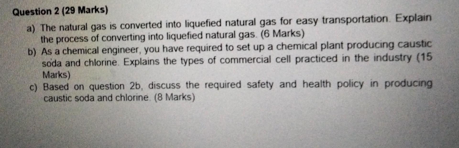 Solved Question 2 (29 Marks) a) The natural gas is converted | Chegg.com