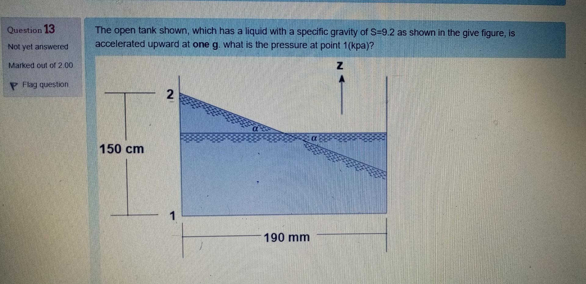 Solved Question 13 The open tank shown, which has a liquid | Chegg.com